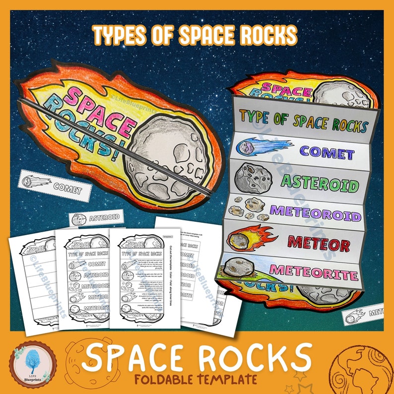 Space Rocks Foldout Craft Comets, Asteroids, Meteors Activity Printable ...