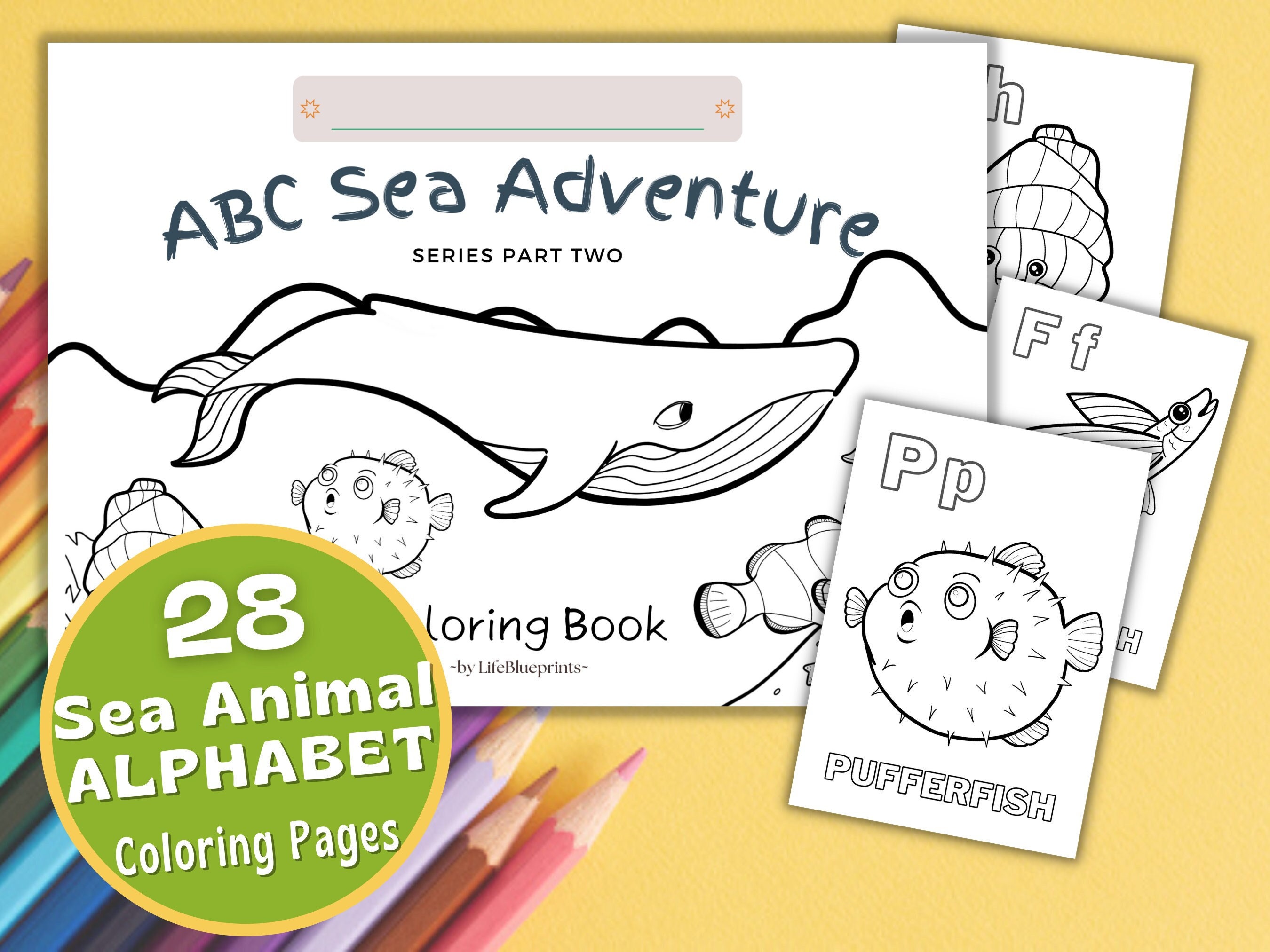 Sea Animal Alphabet Coloring Book for Kids toddlers & Preschoolers for ...