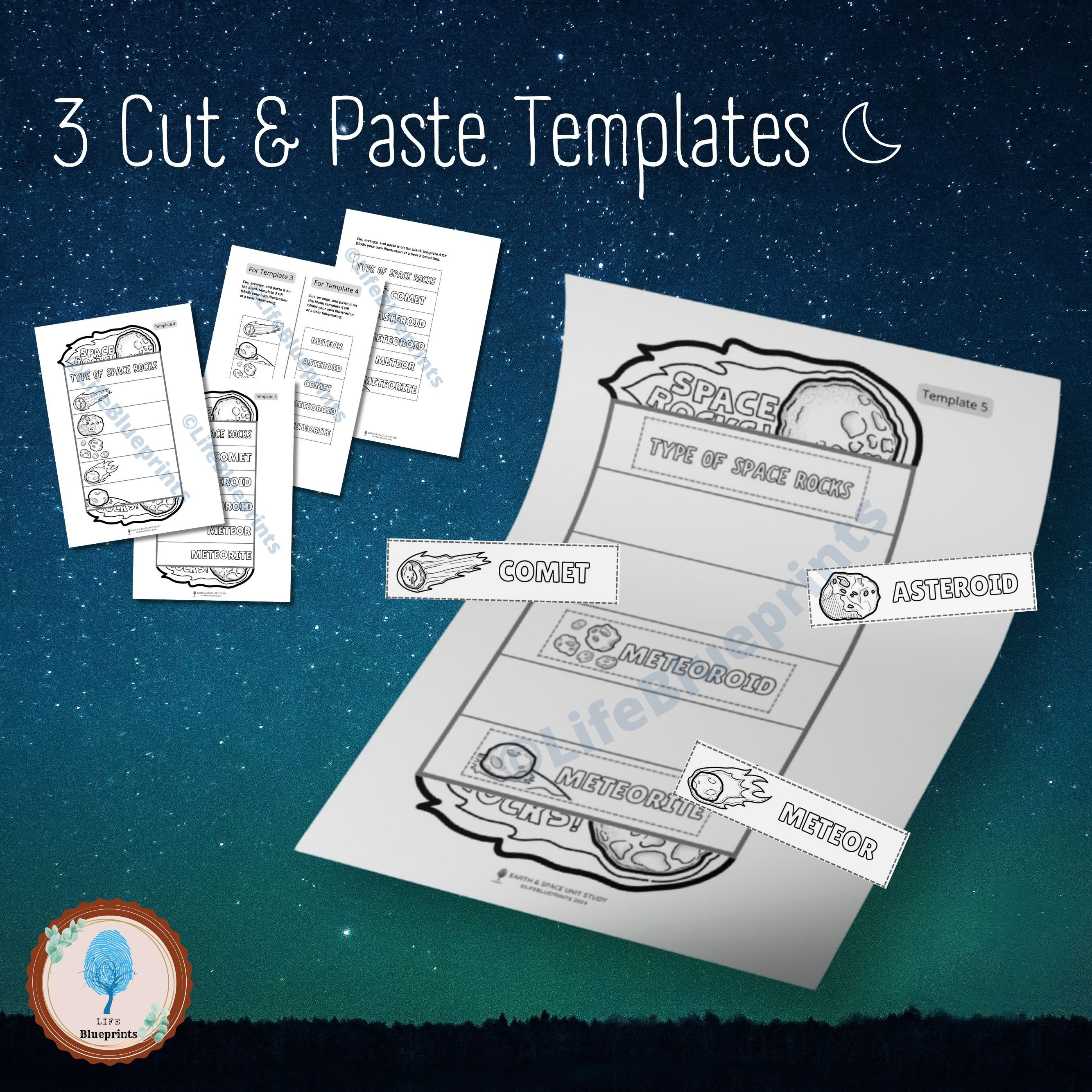 Space Rocks Foldout Craft Comets, Asteroids, Meteors Activity Printable ...