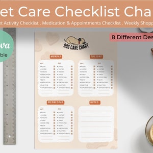 Dog Care Weekly Check List Simple & Easy | Weekly Pet Care Planner ...