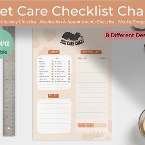 Dog Care Weekly Check List Simple & Easy | Weekly Pet Care Planner ...