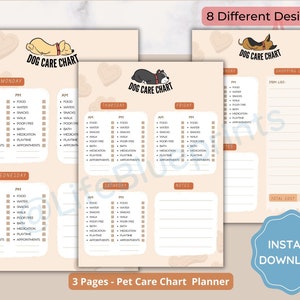 Dog Care Weekly Check List Simple & Easy | Weekly Pet Care Planner ...