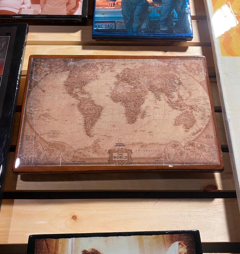 World Map...12”x18”...repurposed-wood, Resin - Etsy