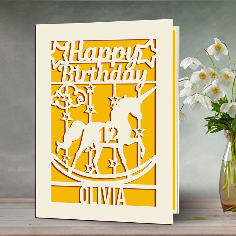 Personalized Birthday Card Laser Paper Cut Greeting Cards - Etsy