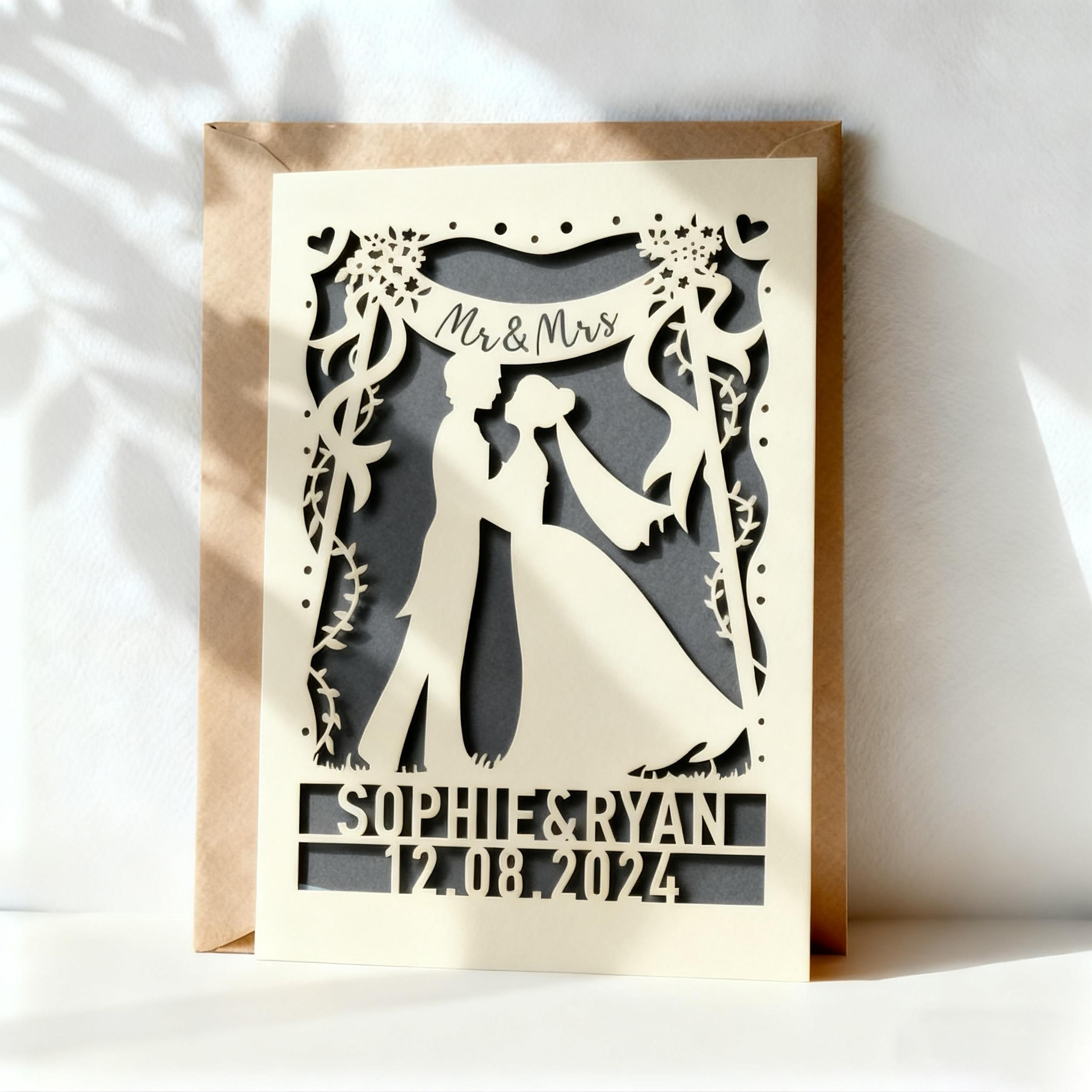 Personalized Wedding Card Laser Cut Wedding Greeting Card for Bride and ...
