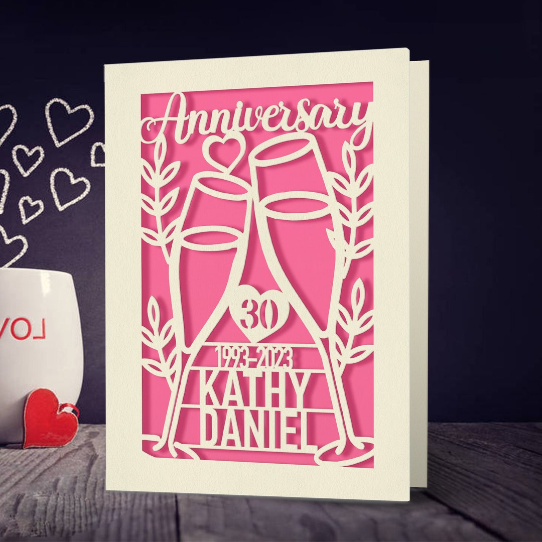 Personalized Wedding Anniversary Card for Him Her Husband Wife Couples ...