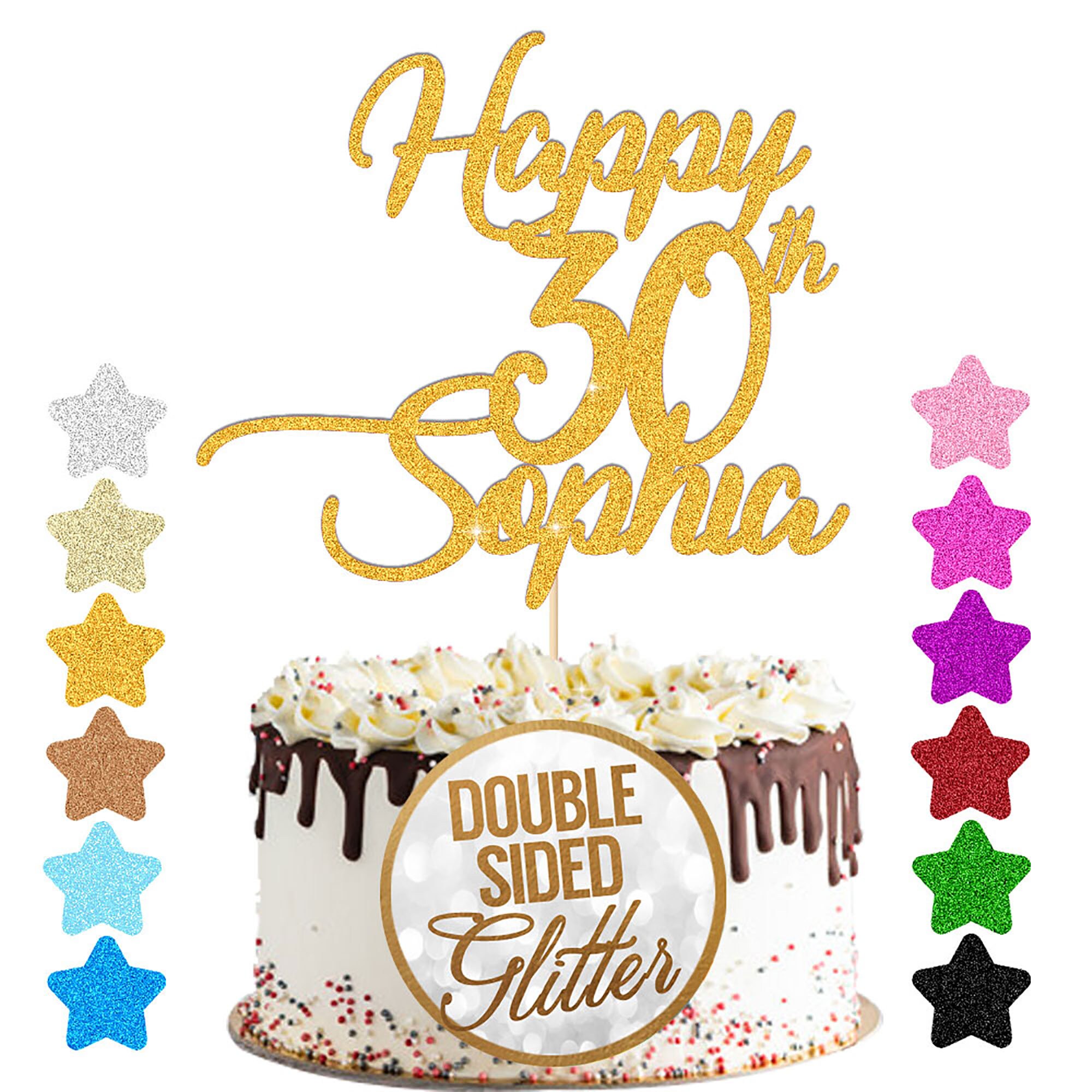 Personalised Happy Birthday Cake Topper Custom Any Age Name - Etsy