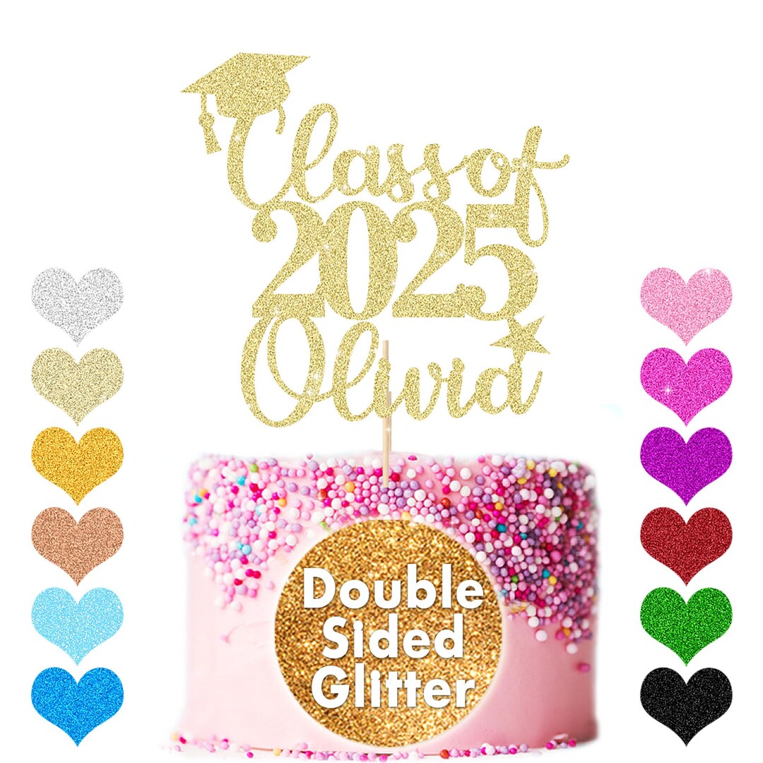 Personalised Cake Topper Custom Congrats Graduation Hat Student Class ...