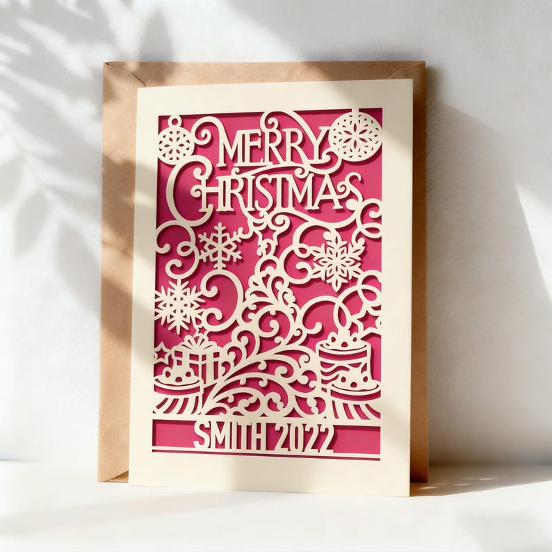 Customized Paper Cutting Merry Christmas Card Personalized Holiday ...