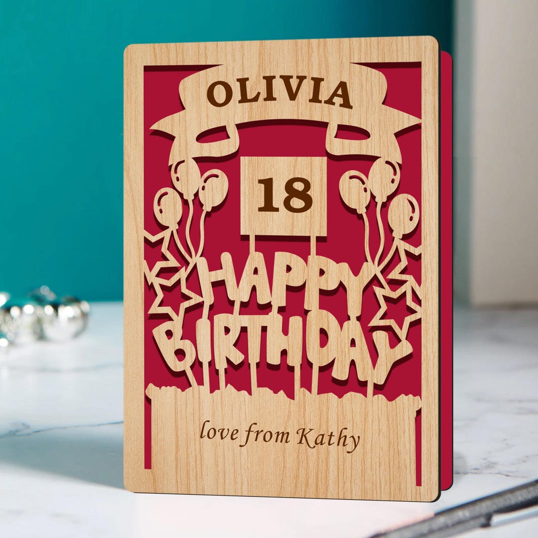Personalized Wooden Birthday Card Custom Happy Birthday Cards With Any ...