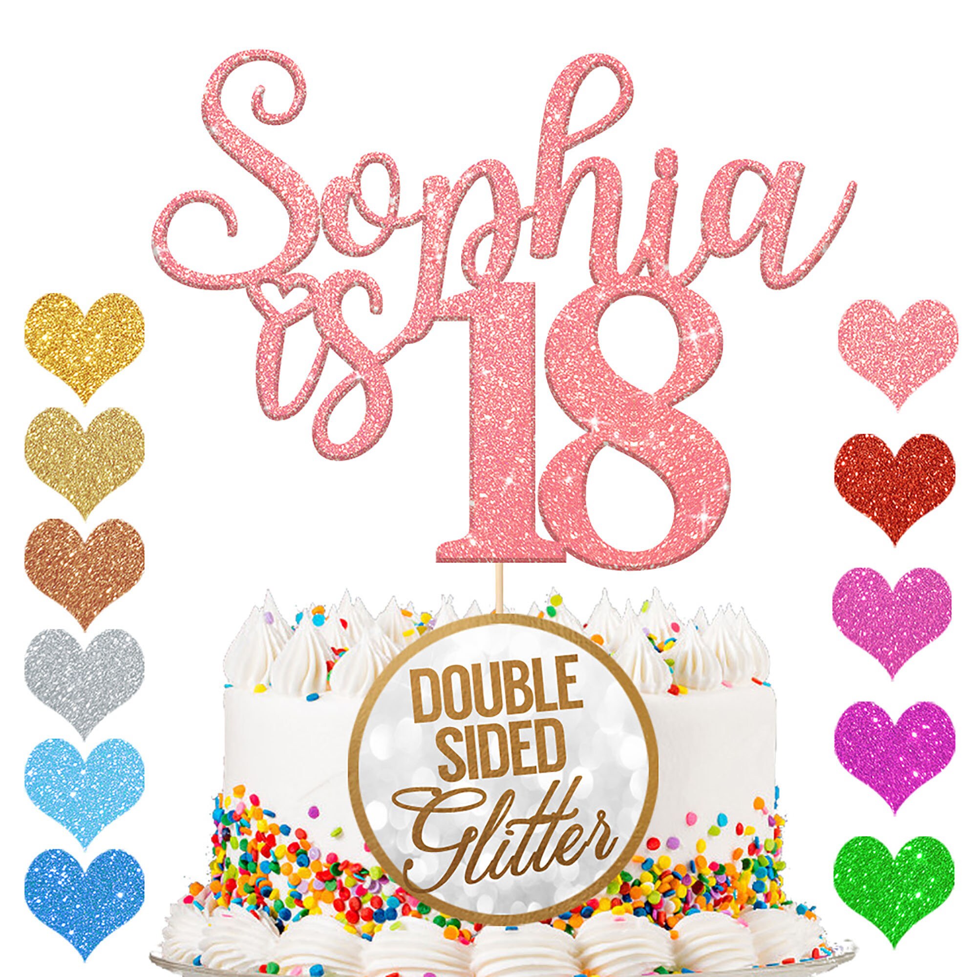 Personalized Cake Topper Birthday Personalized Double Sided Etsy