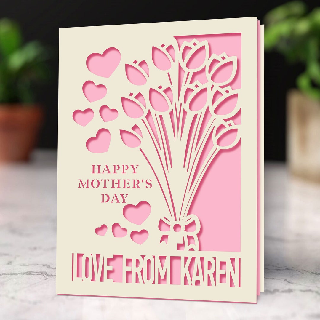 Personalized Happy Mothers Day Card | Laser Papercut With Flower Design ...