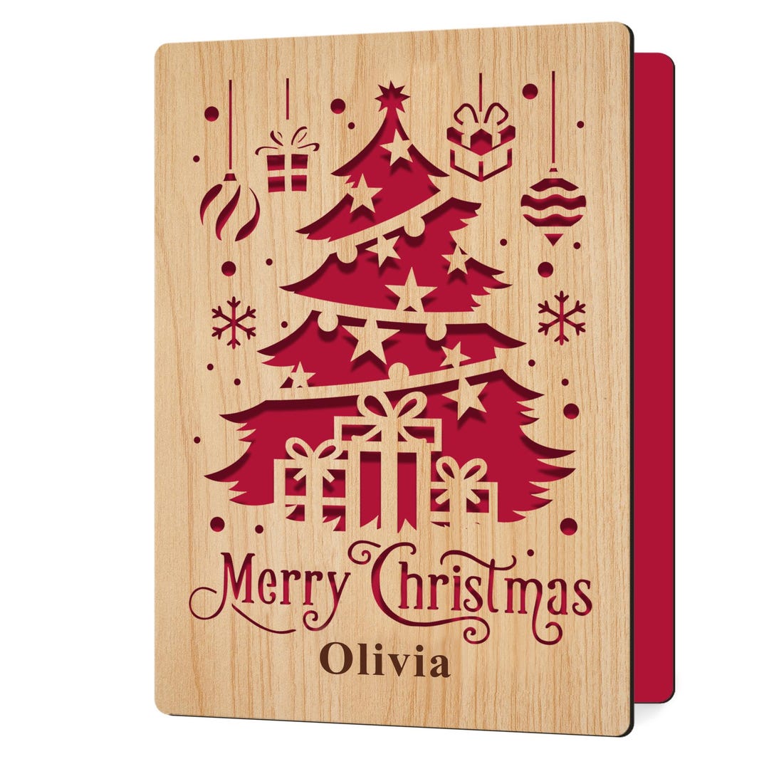Personalized Wooden Christmas Cards Personalized Merry Christmas Cards ...