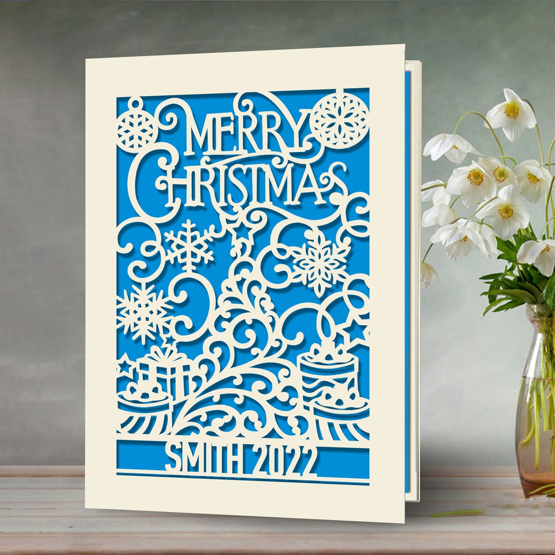 Customized Paper Cutting Merry Christmas Card Personalized Holiday ...