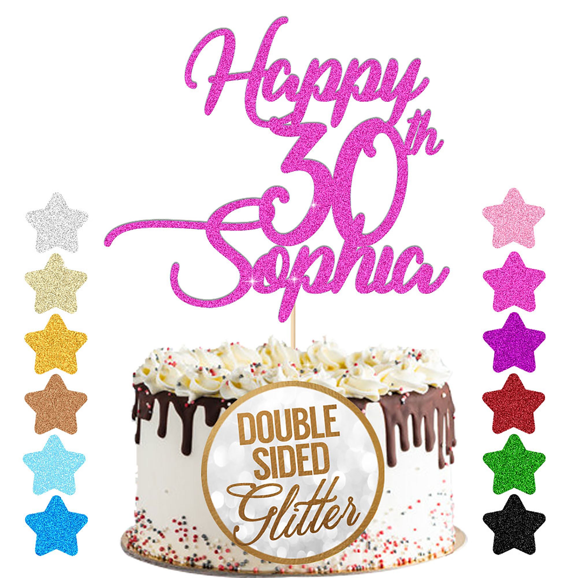 Personalised Happy Birthday Cake Topper Custom Any Age Name - Etsy