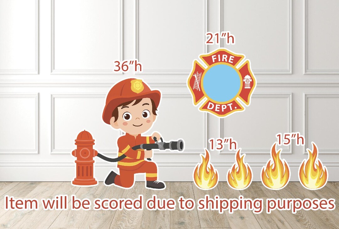 Boy Firefighter, Coroplast, Cutouts, Party Props, Birthday Decor ...