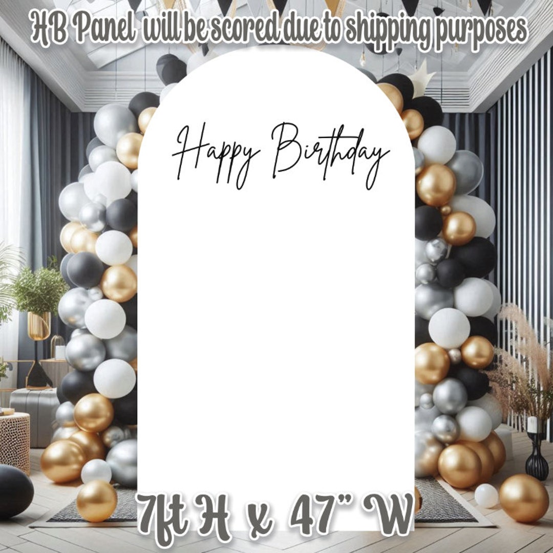 Happy Birthday Panel, White and Black Party Decor, Party Prop, Party ...