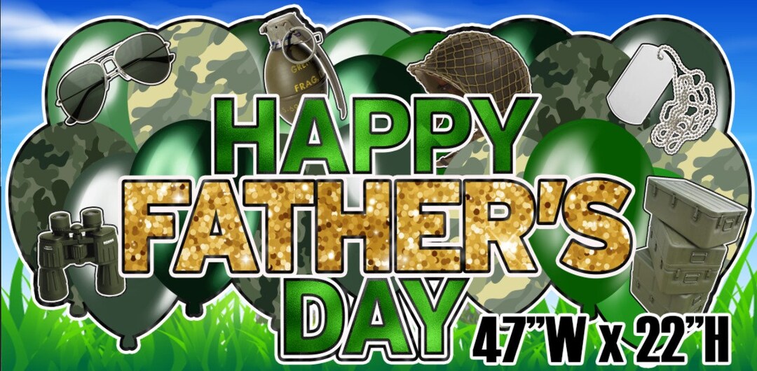 Military Happy Father's Day Yard Card Celebrate Yard Sign Coroplast ...