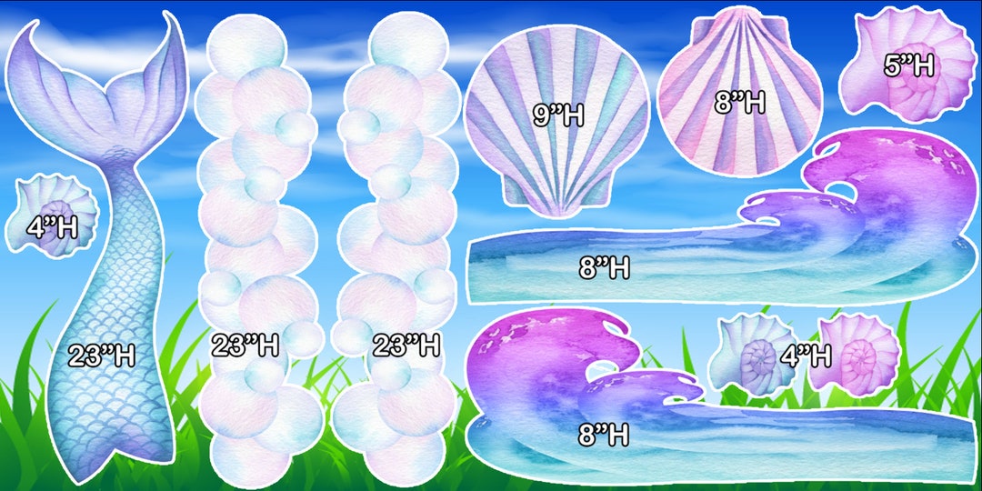 Mermaid Tale Wave Purple Pink Blue Teal Sea Shell Party Decor Party ...