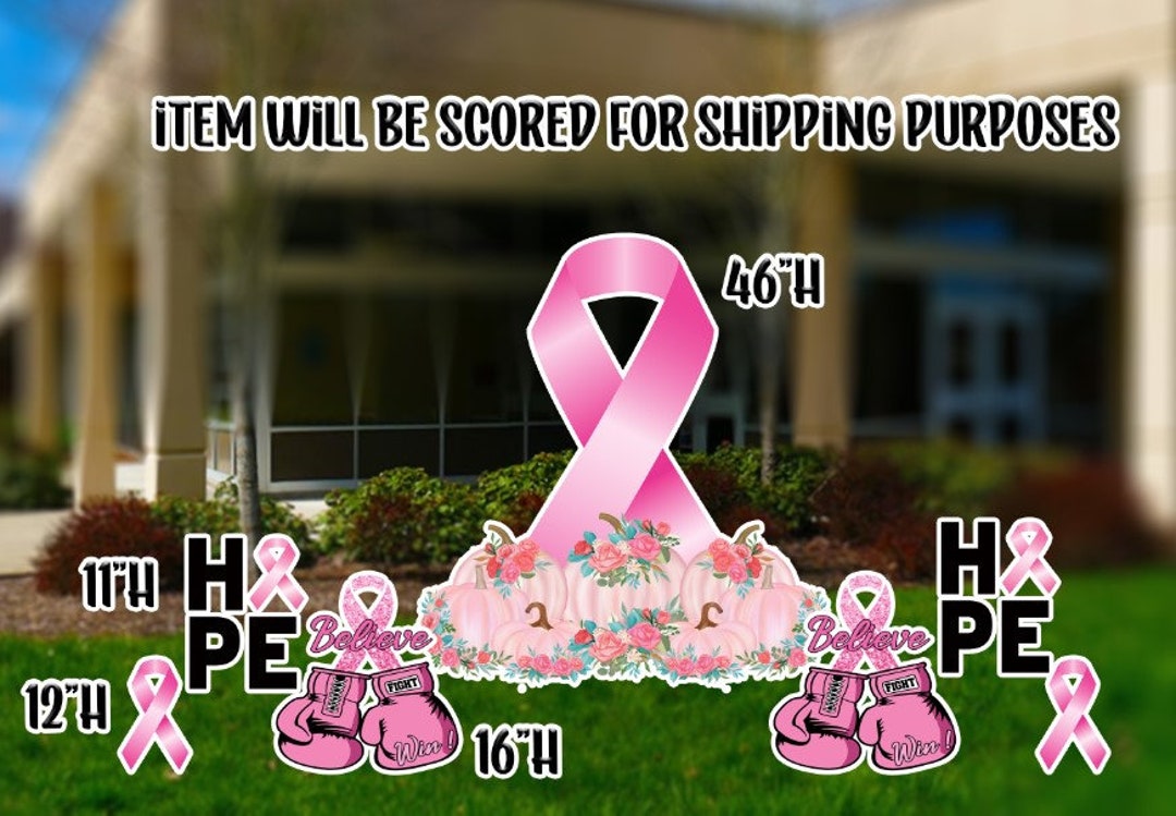 Breast Cancer Custom Sign Coroplast Cutouts Lawn Sign Yard Cards Party ...