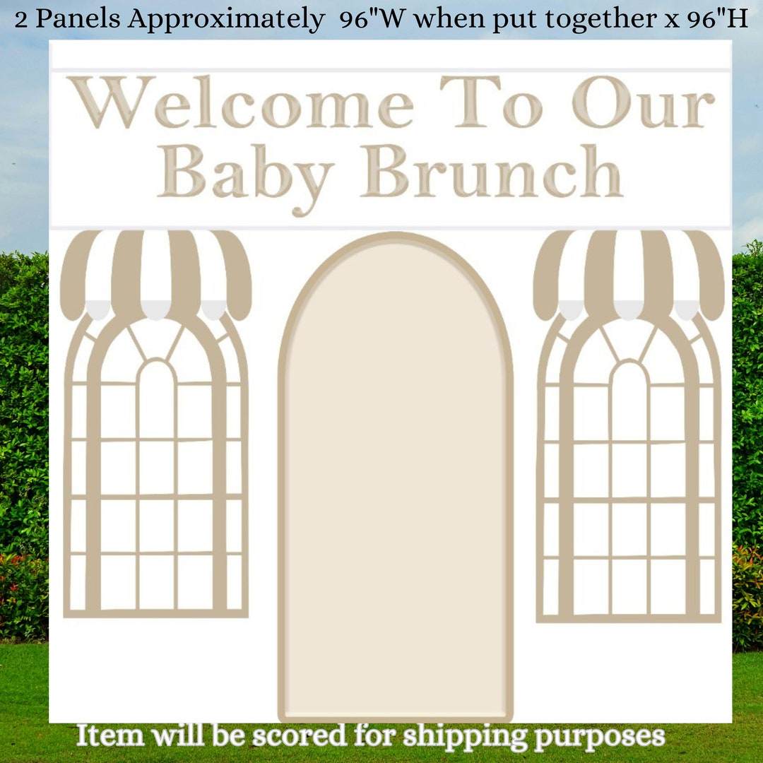 Welcome to Our Baby Brunch Panels Tan 8ft Tall by 8ft Wide Baby Shower Backdrop Baby Boy Girl ...