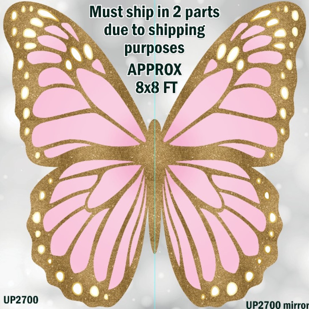8FT PINK GOLD Butterfly UP2700 Party Props Butterfly Display Backdrop ...