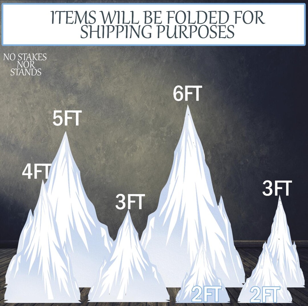 7 Mountains Light Blue, Mountain Props, Cutouts, Snow Mountains, Party ...