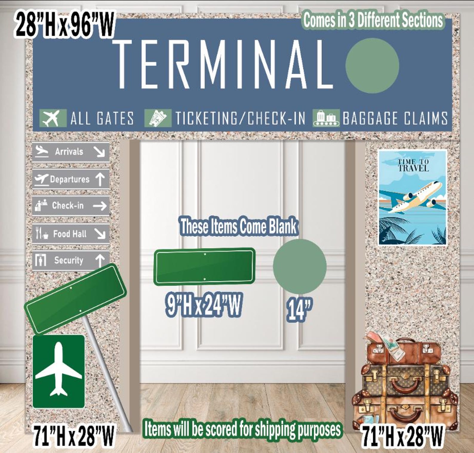 3 Piece Airport Terminal Travel Walk Thru, Party Props, Airport Props ...