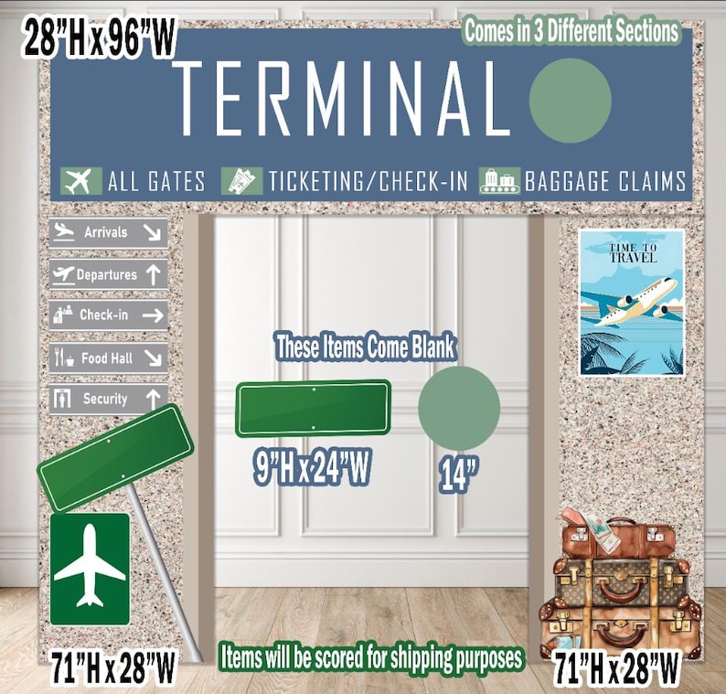 3 Piece Airport Terminal Travel Walk Thru, Party Props, Airport Props ...