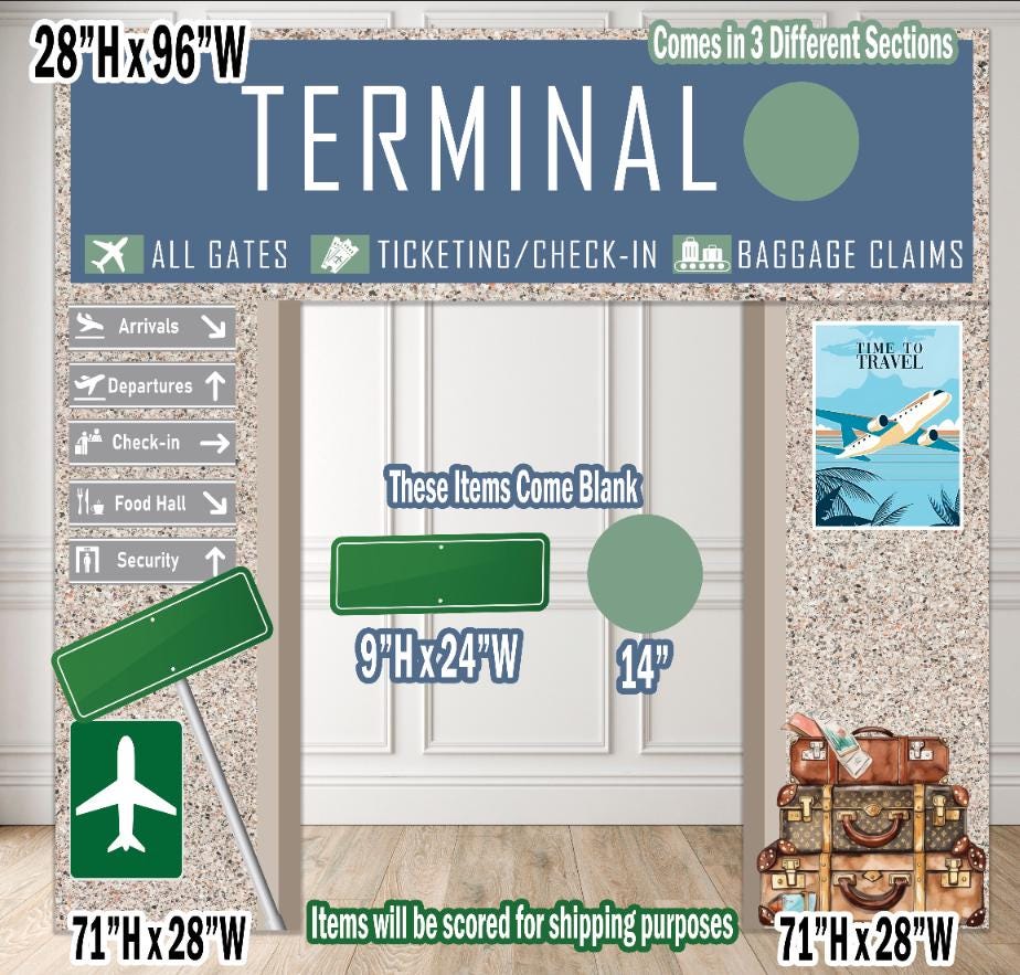 3 Piece Airport Terminal Travel Walk Thru, Party Props, Airport Props ...