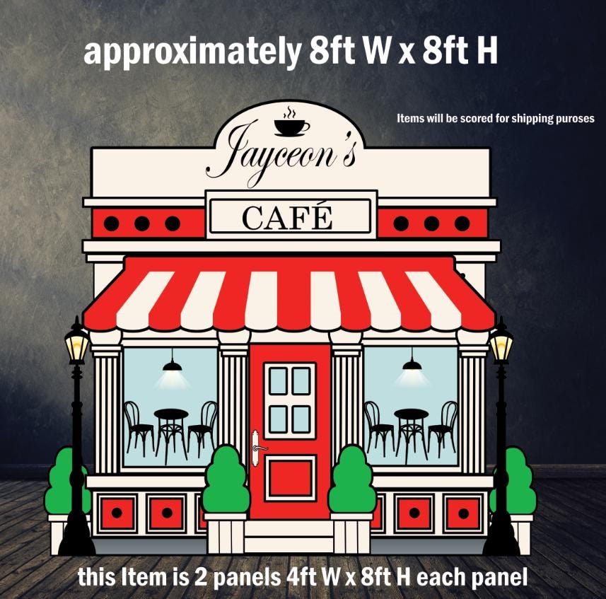 Cafe Backdrop Customize Name, Cafe Shop, Coffee Shop, Birthday Backdrop ...