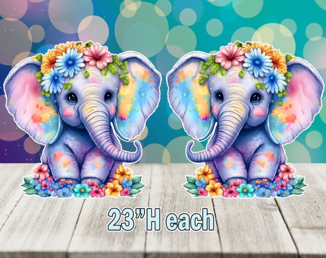 Colorful Rainbow Elephants Coroplast Cutouts Lawn Sign Yard Cards Party ...
