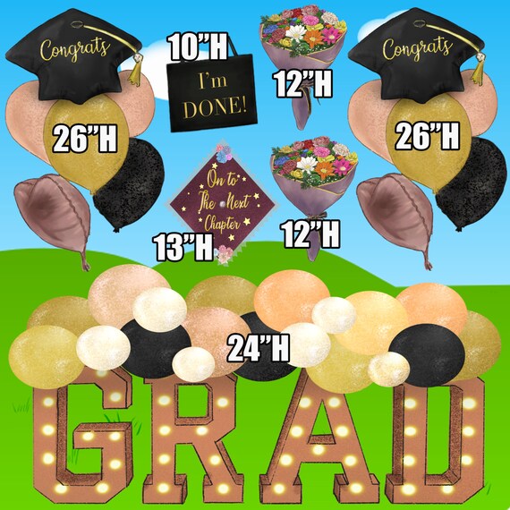 BF112 GRAD BALLOONS Graduation Black Pink Gold 4FTX4FT | Etsy