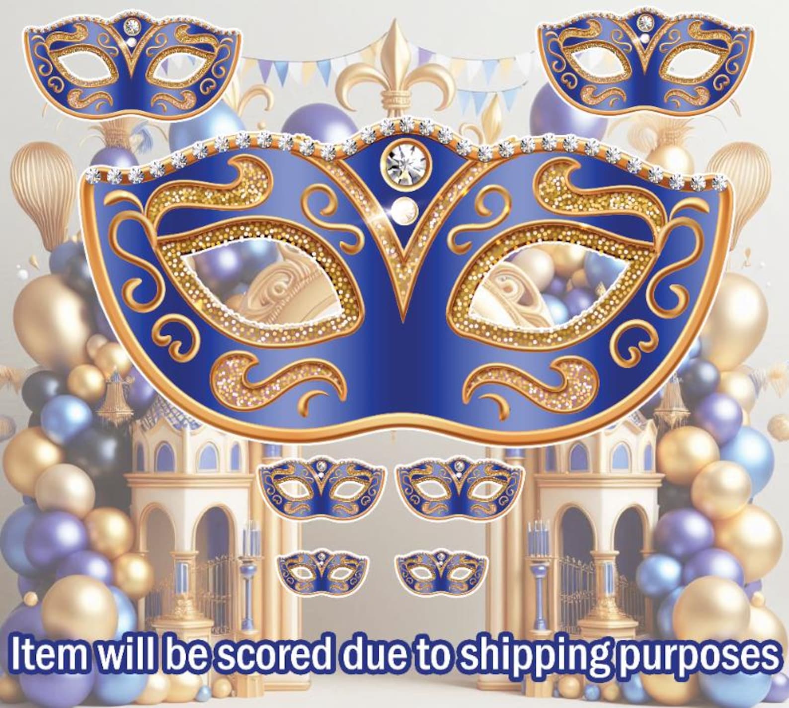 Masquerade Royal Blue Gold , Coroplast,mardi Gras Party Celebration ...