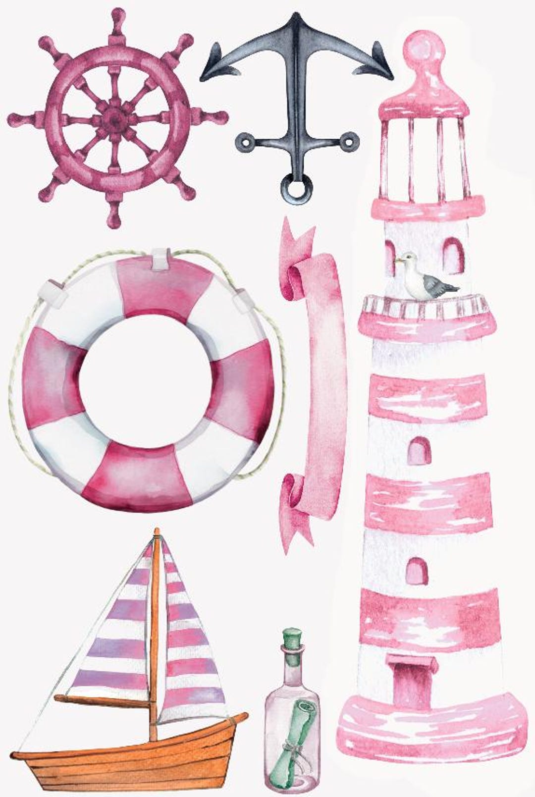 Nautical Props PINK, Coroplast, Nautical Party, Lighthouse, Props ...