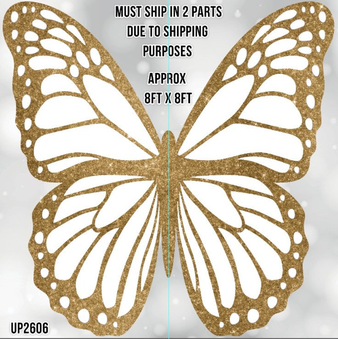 8FT GOLD WHITE Butterfly UP2606 Party Props Butterfly Display Backdrop ...
