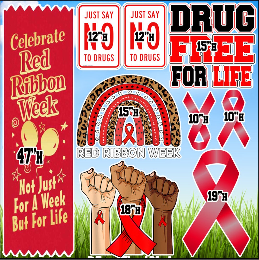 Red Ribbon Week Drug Free Party Decor Table Decorations Yard Card ...