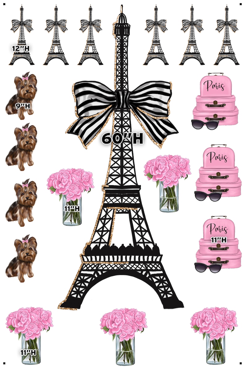 Paris Eiffel Tower 5ft Tall Travel Birthday Prop, Party Decor ...