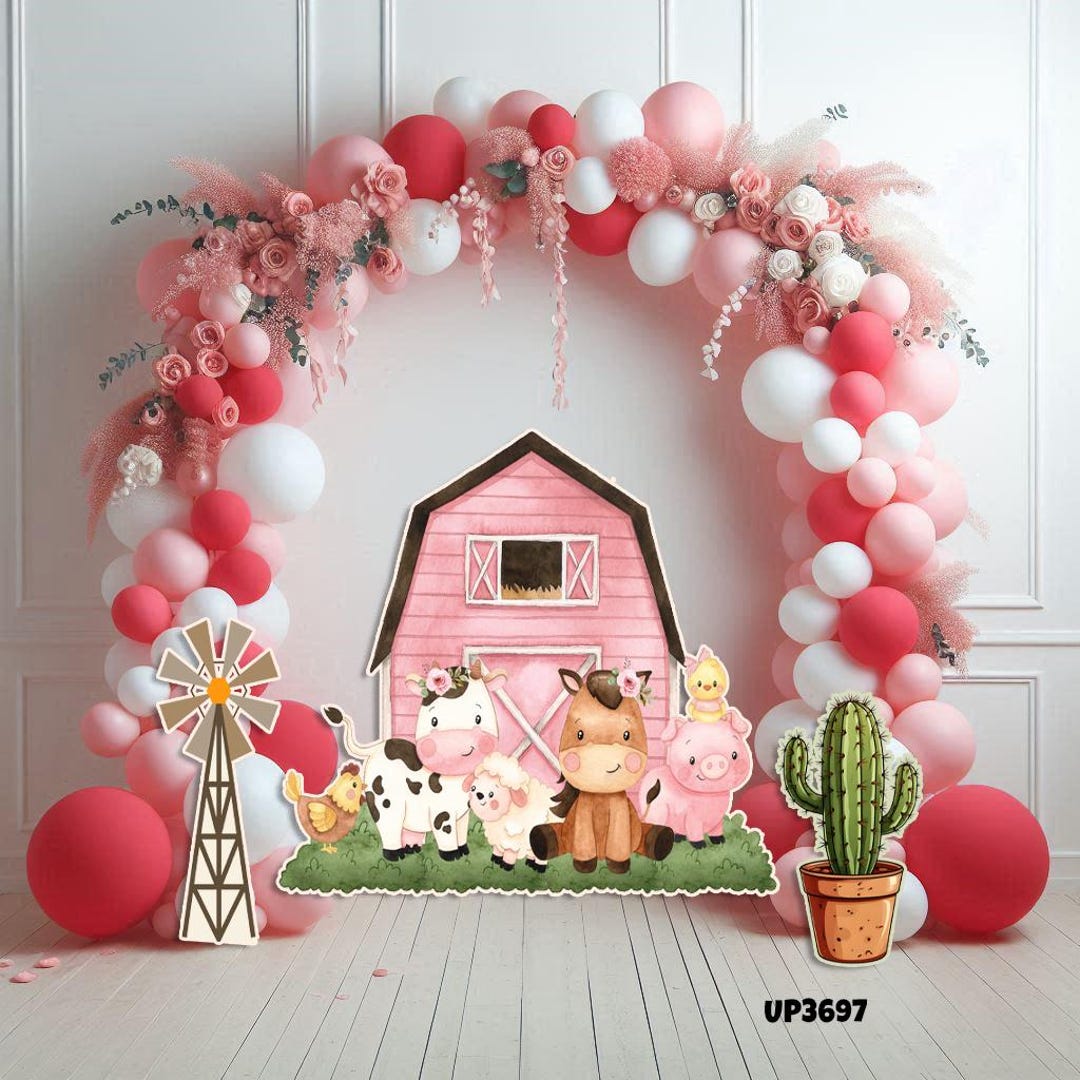 Barn With Farm Animal Party Props, Party Decor, Coroplast,farm Party ...