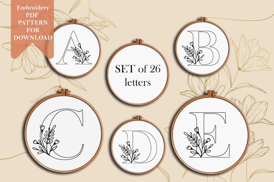 Floral Alphabet Embroidery Pdf Pattern Letter Embroidery Design With ...