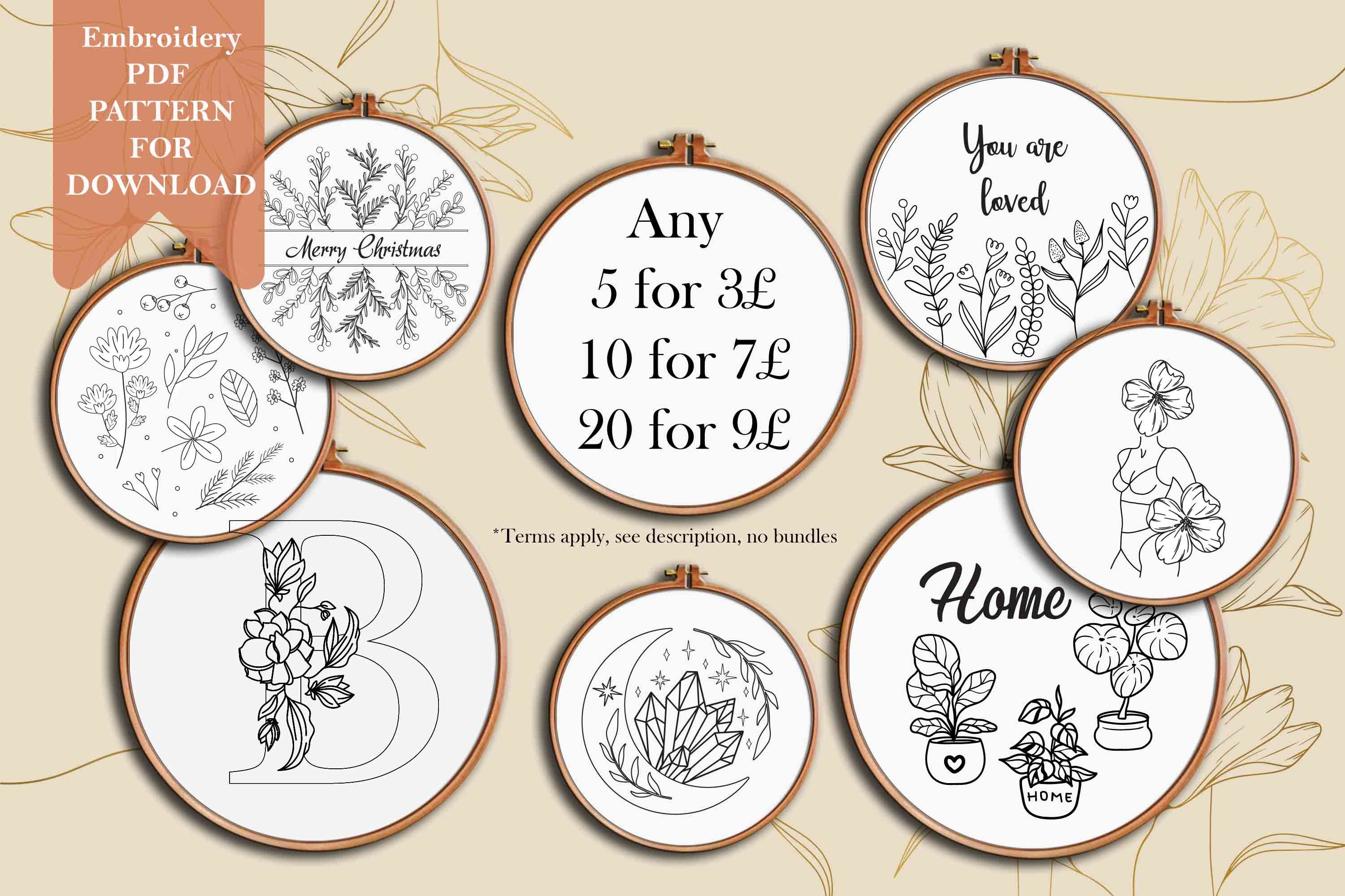 Floral Alphabet Embroidery Pattern for Instant Download Floral Wreath ...