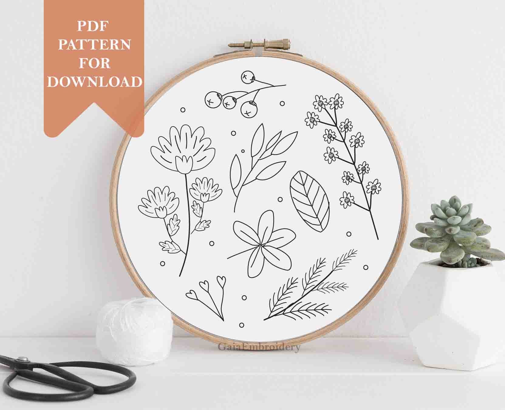 Botanical Embroidery Pattern Pdf Instant Download Hand - Etsy