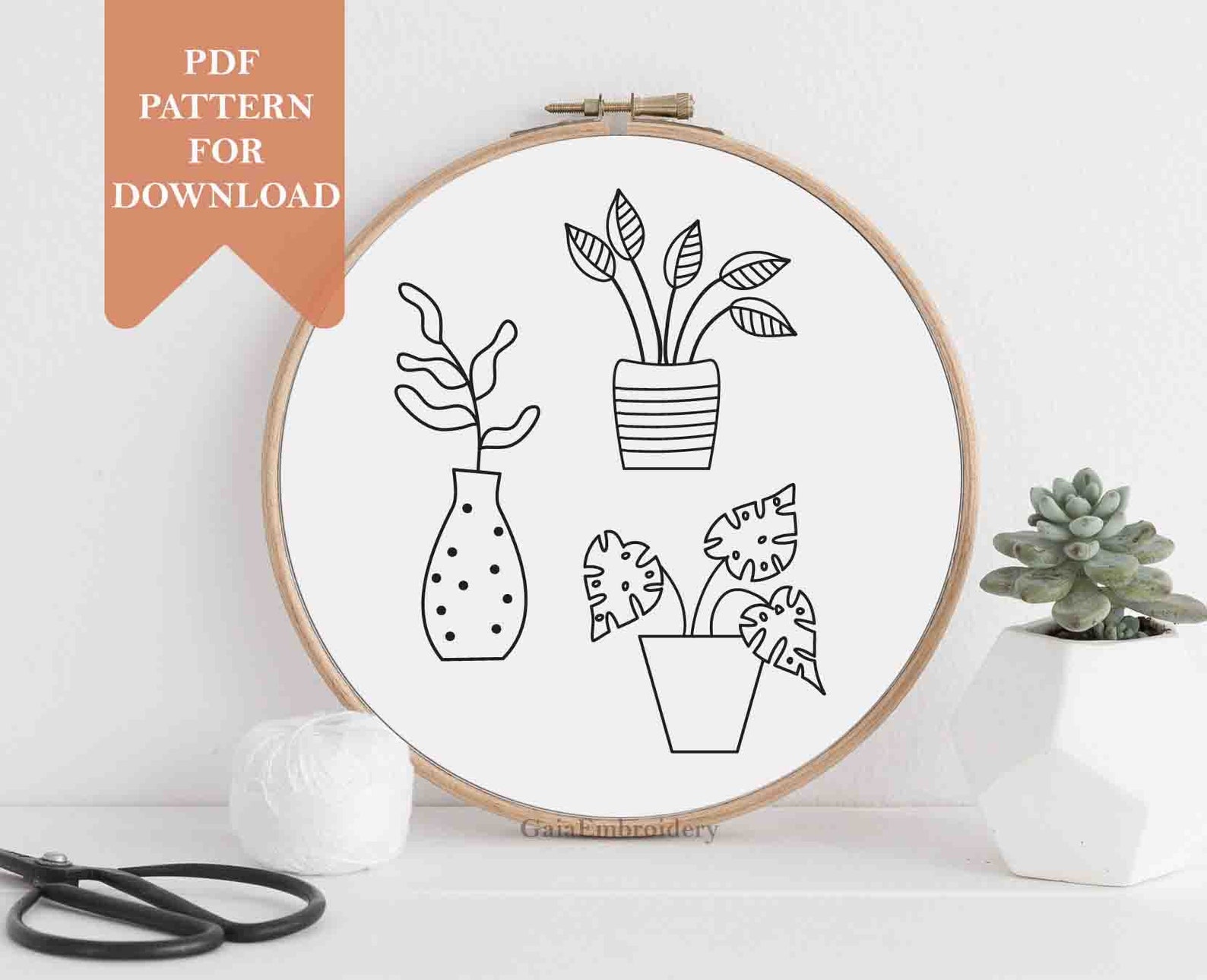 House Plants Embroidery Pattern Pdf for Instant Download Modern ...