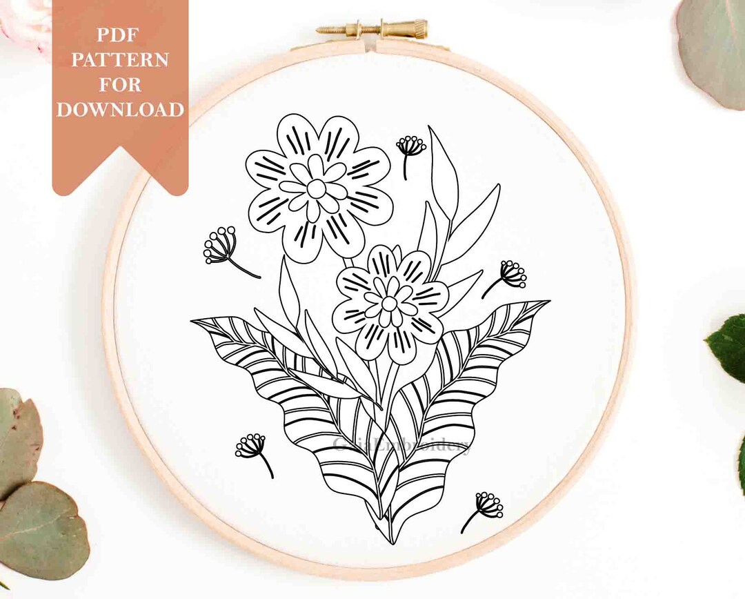 Embroidery Flower Pattern Pdf for Download or Kit Nursery Hoop Wall ...