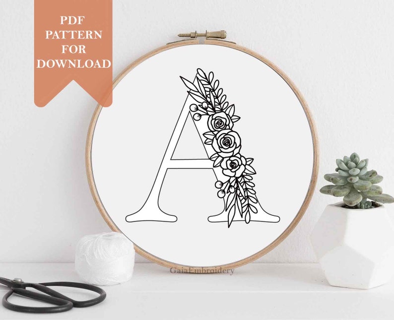 Floral Alphabet Embroidery Pdf Pattern for Instant Download Letter ...