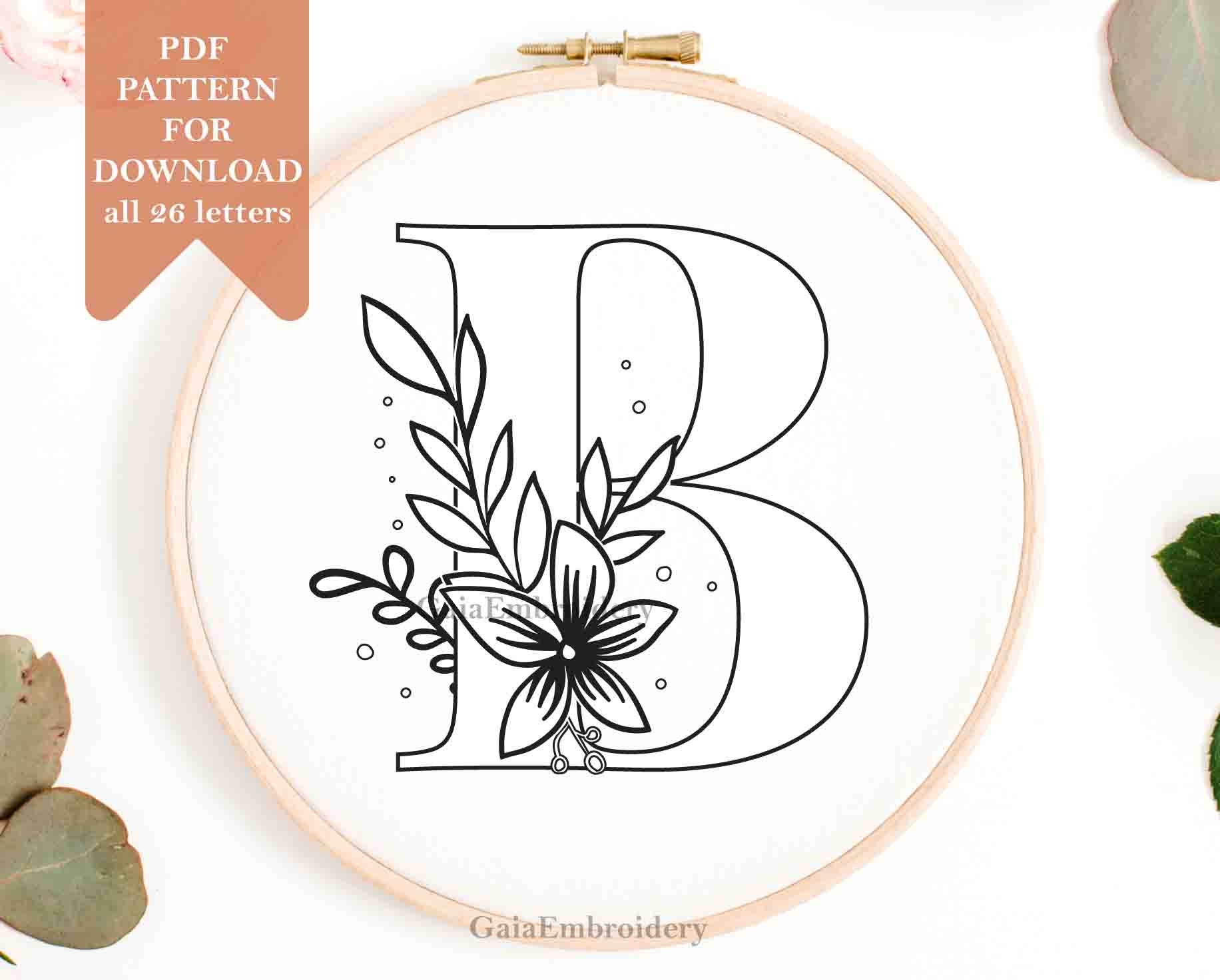 Floral Alphabet Embroidery Pdf Pattern Floral Monogram Spring Alphabet ...