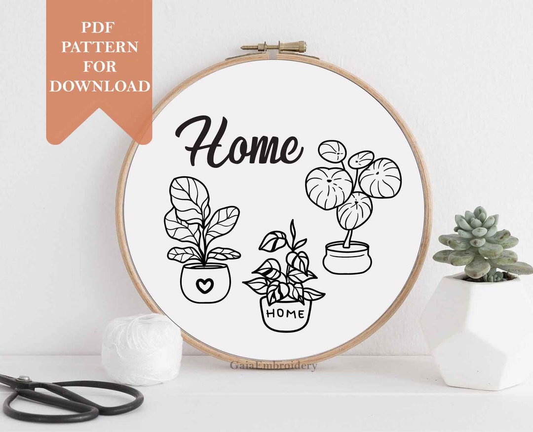 Plants Embroidery Pattern Pdf for Instant Download Modern Embroidery ...