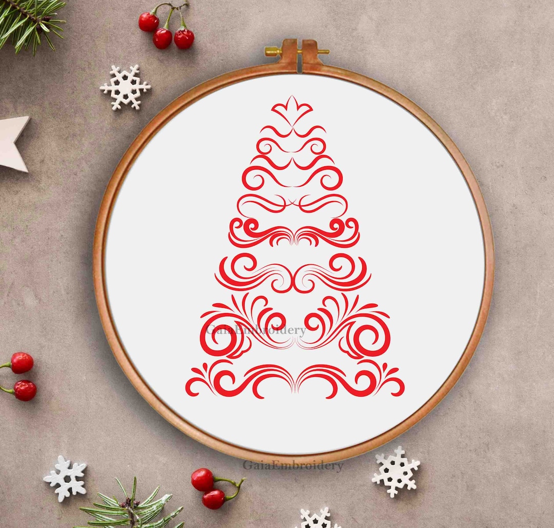 Christmas Tree Embroidery Pdf Pattern Decoration Ornament Merry ...