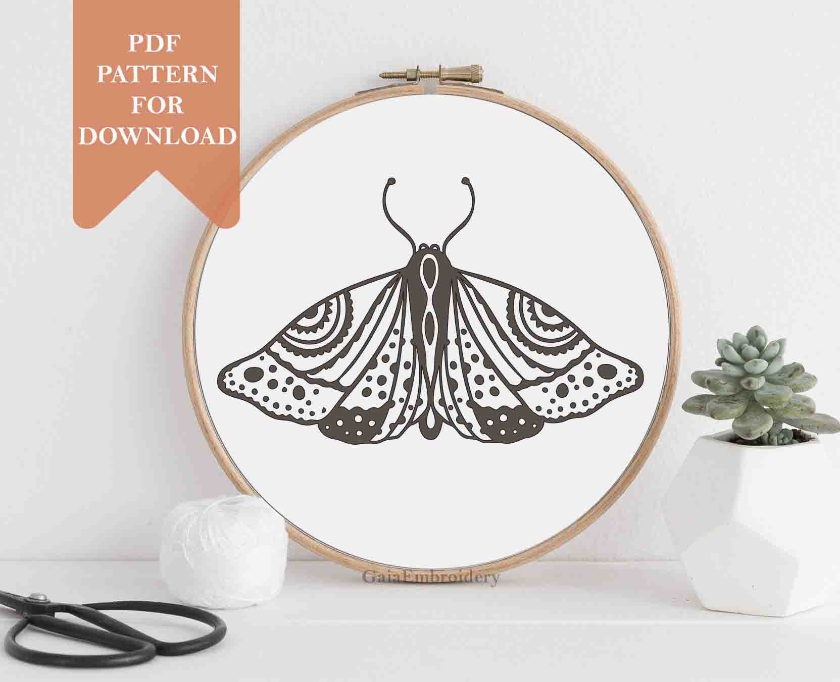 Cute Moth Embroidery Pdf Pattern Hand Embroidery Template - Etsy