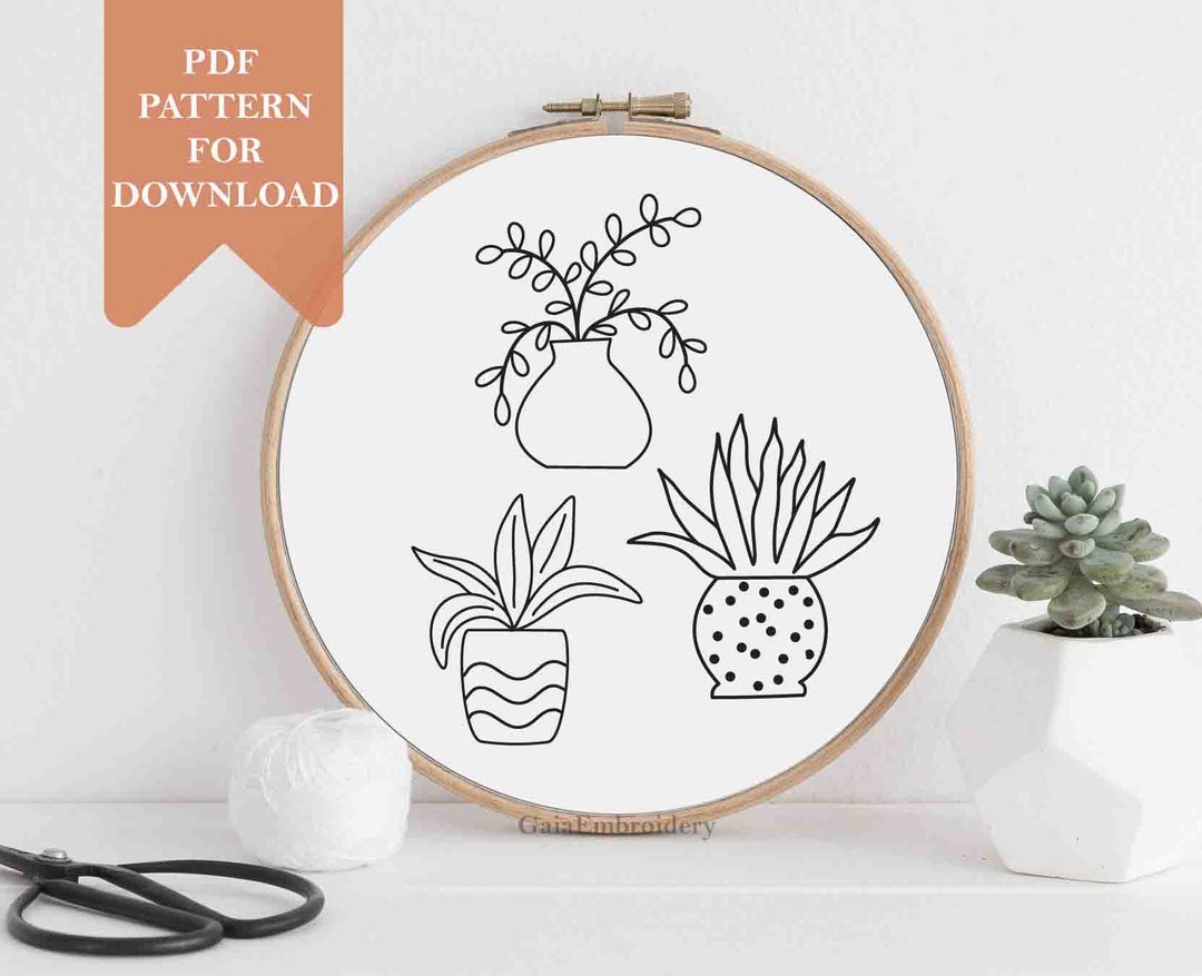 Plants Embroidery Pattern Pdf for Instant Download Modern Embroidery ...